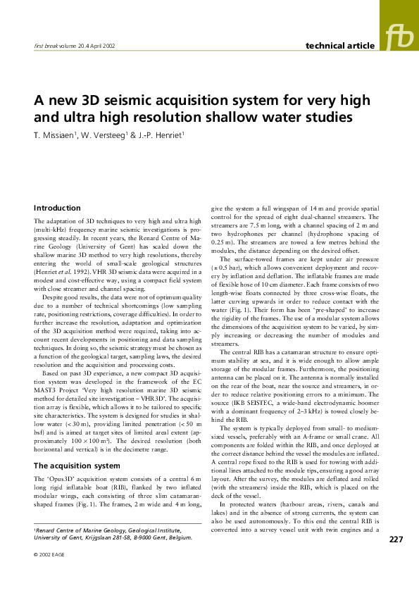 (PDF) Technical article: A new 3D seismic acquisition system for very ...