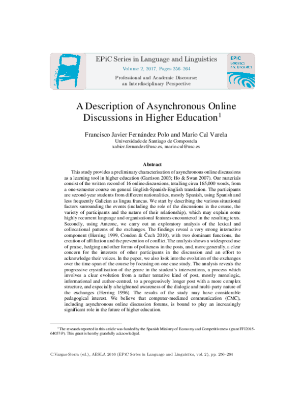 (PDF) A Description of Asynchronous Online Discussions in Higher Education