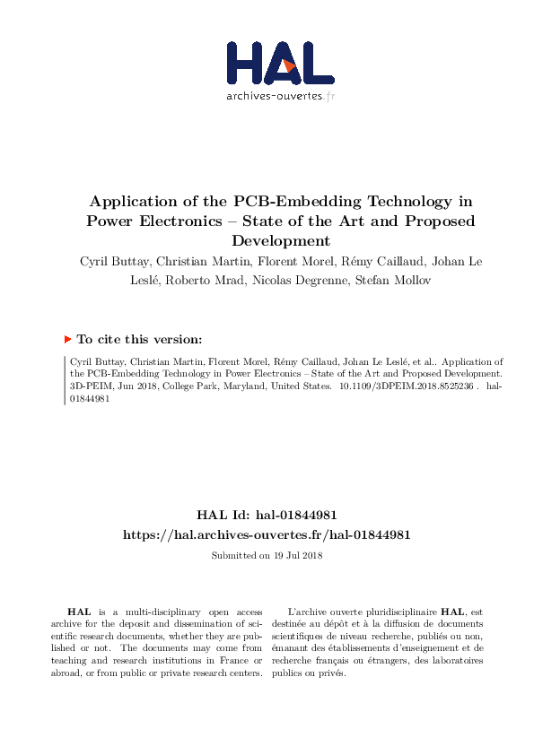 (PDF) Application of the PCB-Embedding Technology in Power Electronics ...