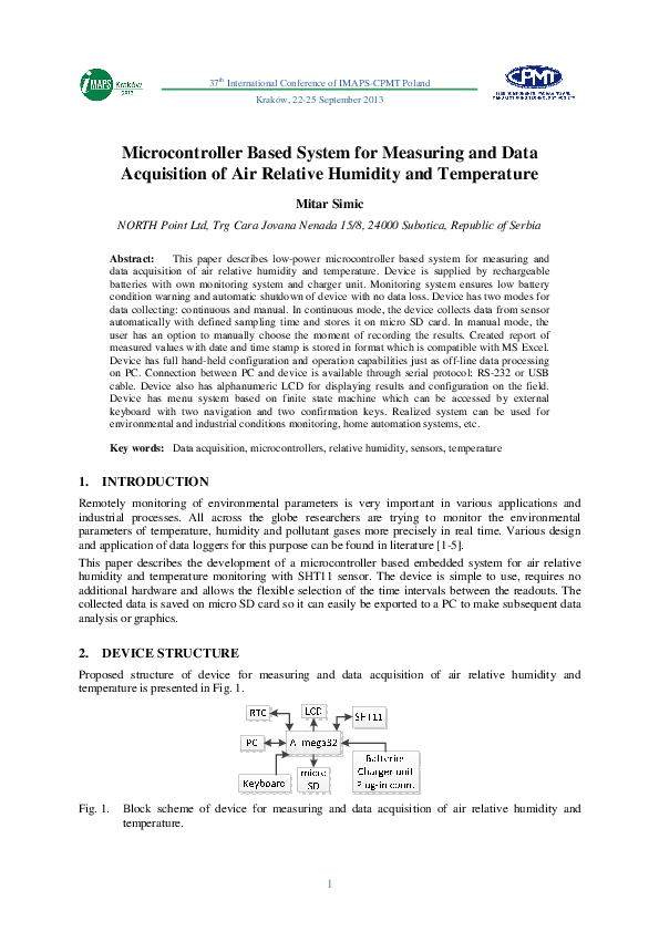 (PDF) Microcontroller Based System for Measuring and Data Acquisition ...
