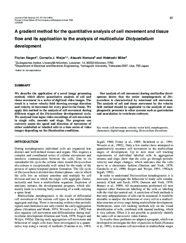 (PDF) A gradient method for the quantitative analysis of cell movement ...
