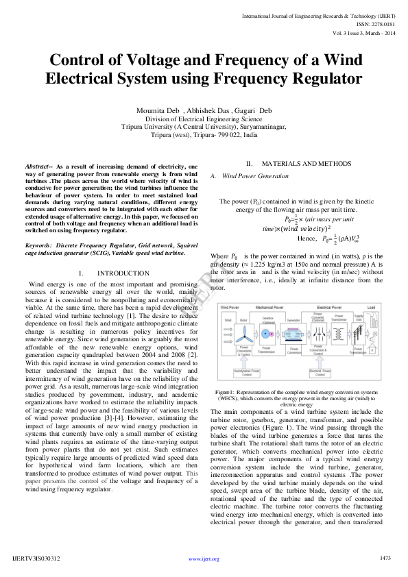 (PDF) Control of Voltage and Frequency of a Wind Electrical System ...