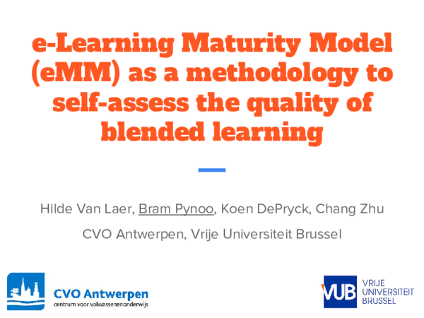 (PDF) e-Learning Maturity Model (eMM) as a methodology to self-assess the quality of blended ...