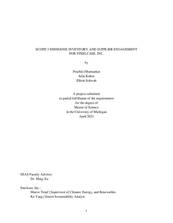 (PDF) Scope 3 Emissions Inventory and Supplier Engagement for Steelcase ...