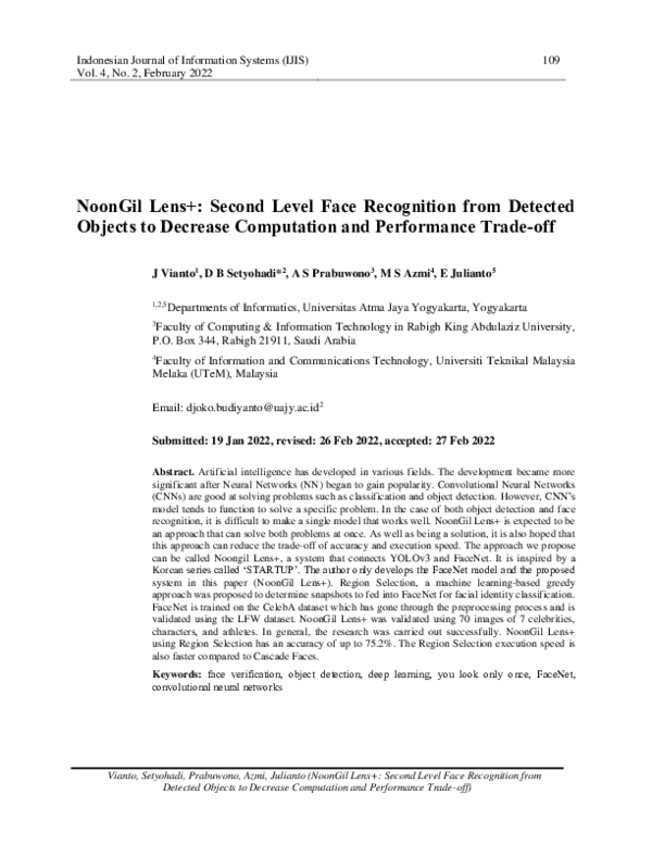 (PDF) NoonGil Lens+: Second Level Face Recognition from Detected ...