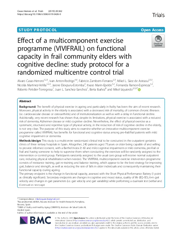 (PDF) Effect of a multicomponent exercise programme (VIVIFRAIL) on functional capacity in frail ...