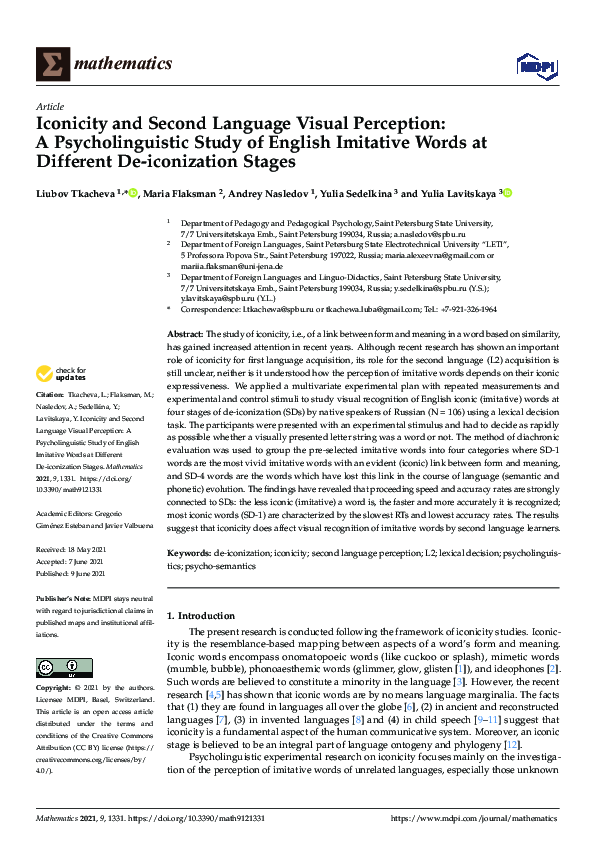 (PDF) Iconicity and Second Language Visual Perception: A ...