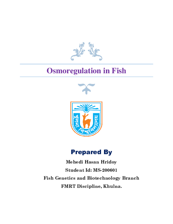 (PDF) Osmoregulation in Fish
