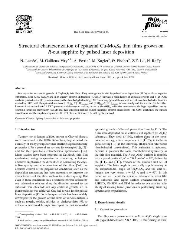 (PDF) Structural characterization of epitaxial Cu2Mo6S8 thin films ...