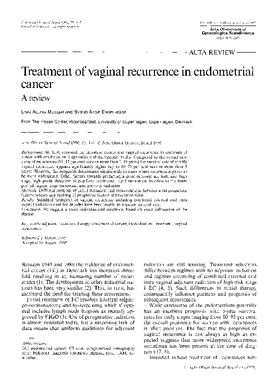 (PDF) Treatment of vaginal recurrence in endometrial cancer: A review