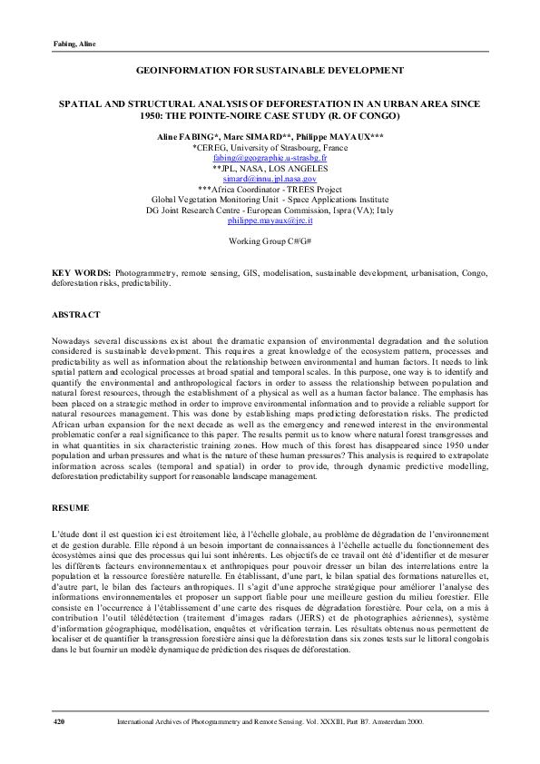 (PDF) Spatial and Structural Analysis of Deforestation in an Urban Area ...