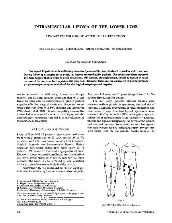 (PDF) Intramuscular lipoma of the lower limb. Long-term follow-up after ...
