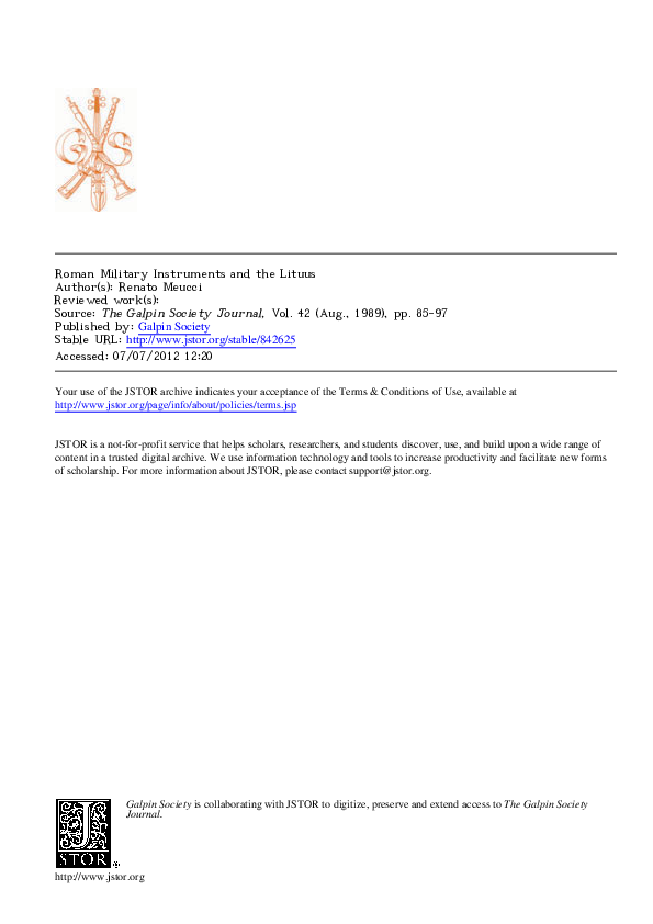 (PDF) Roman Military Instruments and the Lituus