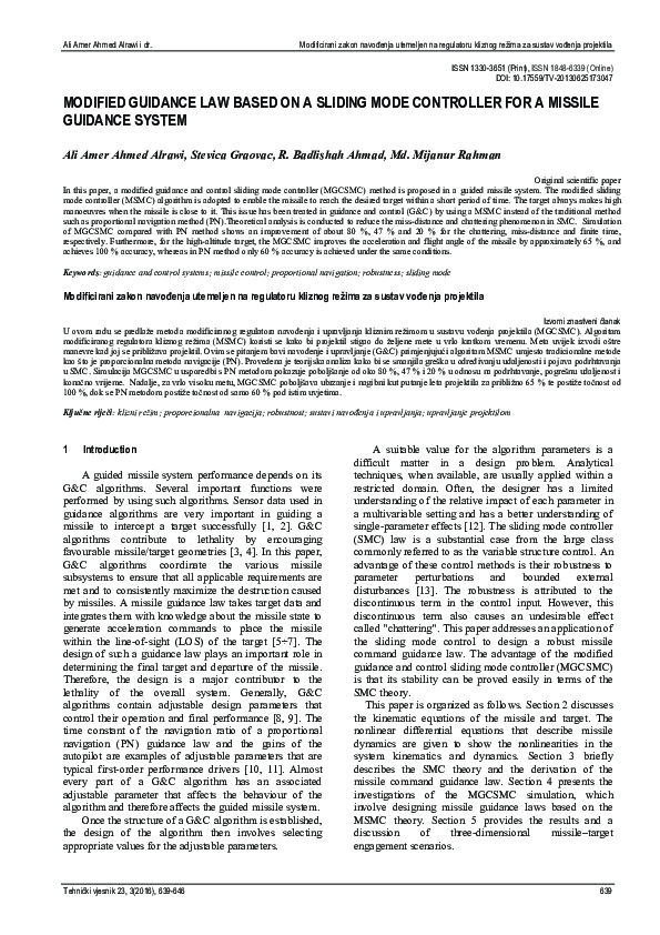 (PDF) Modified guidance law based on a sliding mode controller for a ...