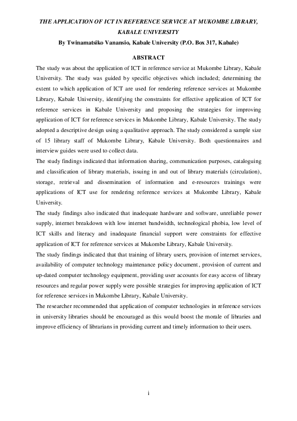 (PDF) Application of ICT in reference service