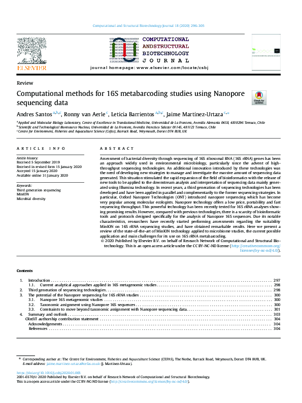 (PDF) Computational methods for 16S metabarcoding studies using Nanopore sequencing data
