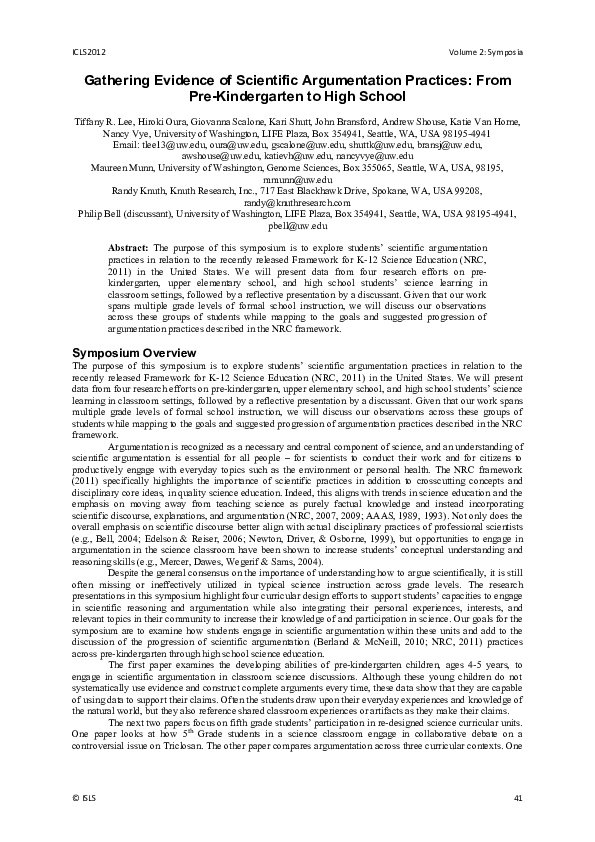(PDF) Gathering Evidence of Scientific Argumentation Practices: From ...