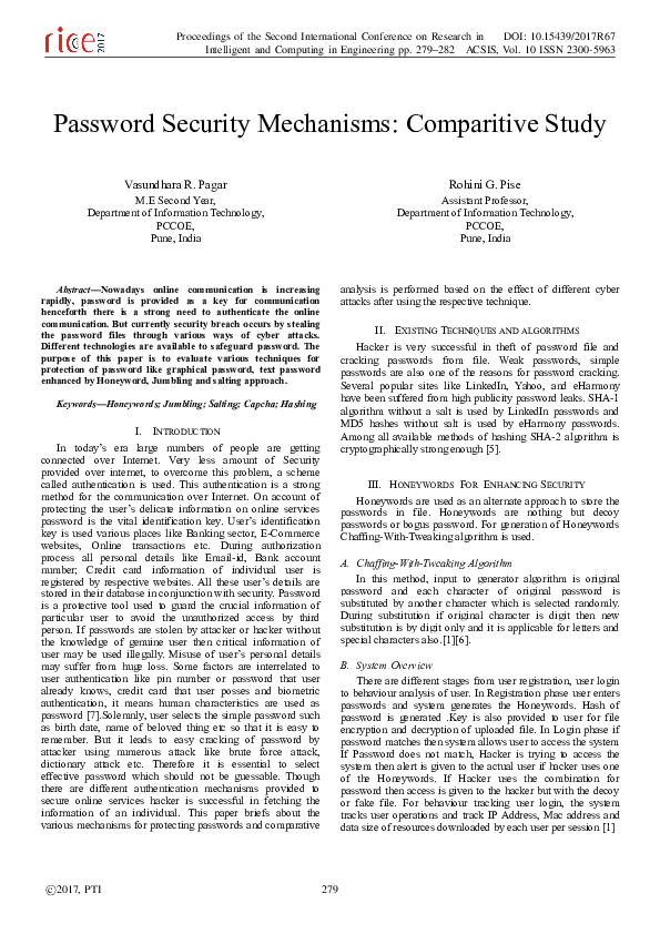 (PDF) Password Security Mechanisms: Comparitive Study