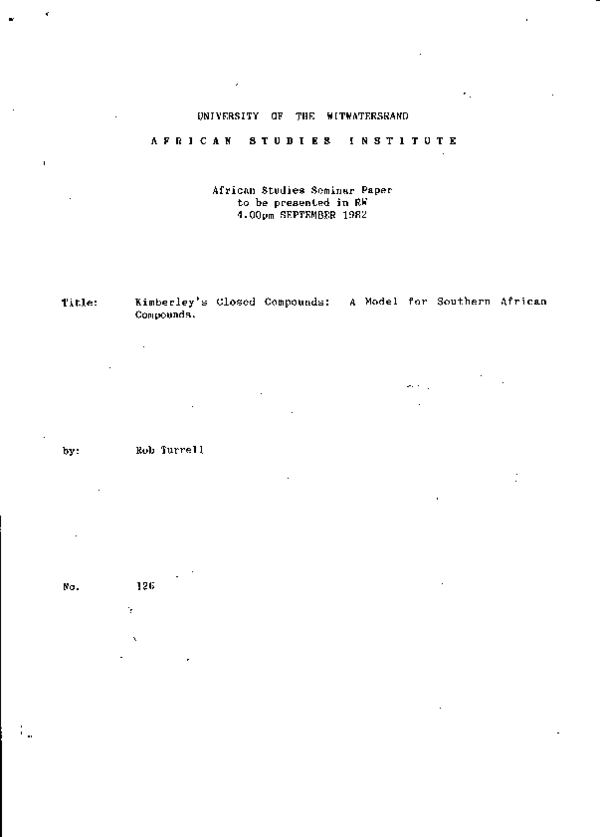 (PDF) Kimberley's Closed Compounds: A Model for Southern African Compounds