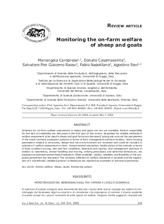 (PDF) Monitoring the on-farm welfare of sheep and goats