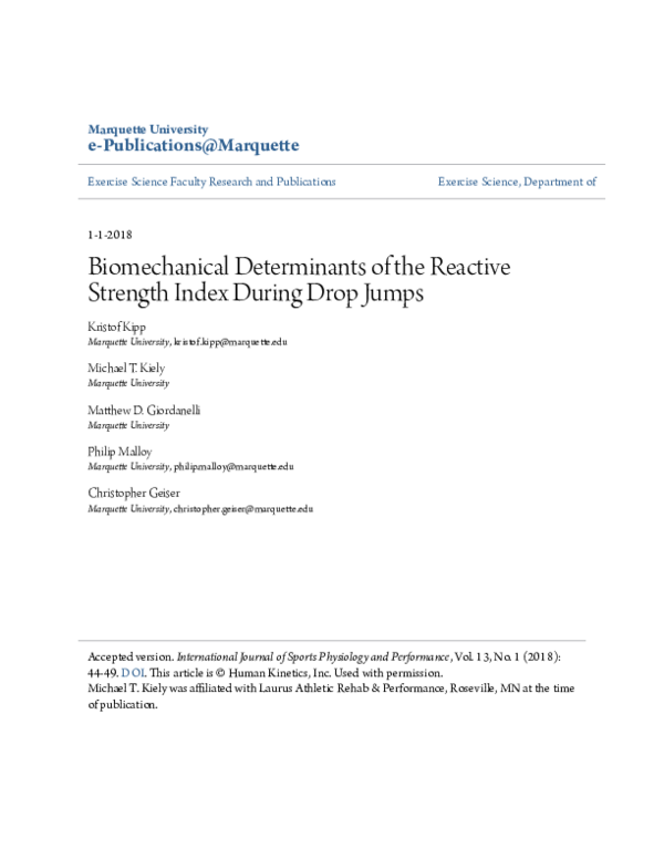 (PDF) The Reactive Strength Index Reflects Vertical Stiffness During ...
