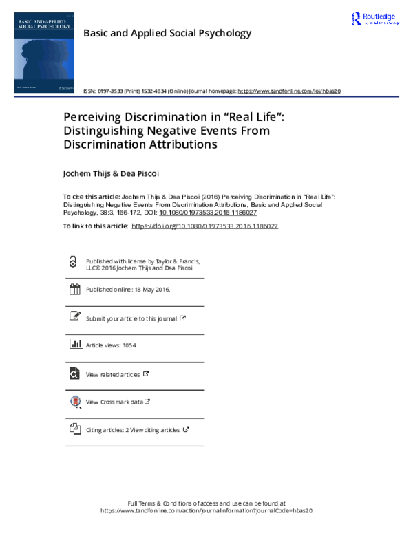 (PDF) Perceiving Discrimination in “Real Life”: Distinguishing Negative ...