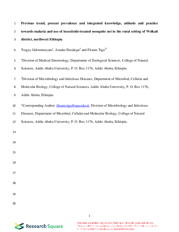 (PDF) Previous Trend, Present Prevalence and Integrated Knowledge ...