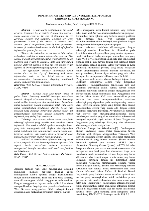(PDF) IMPLEMENTASI WEB SERVICE UNTUK SISTEM INFORMASI PARIWISATA KOTA ...