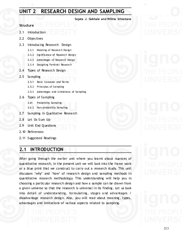 (PDF) Unit-2 Research Design and Sampling