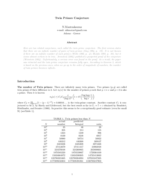 (PDF) PROOF OF TWIN PRIMES CONJECTURE