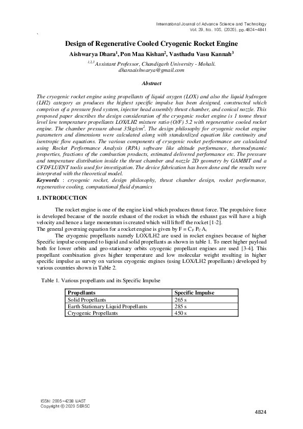 (PDF) Design of Regenerative Cooled Cryogenic Rocket Engine
