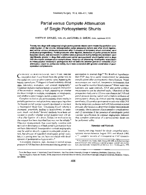 (PDF) Partial versus Complete Attenuation of Single Portosystemic ...