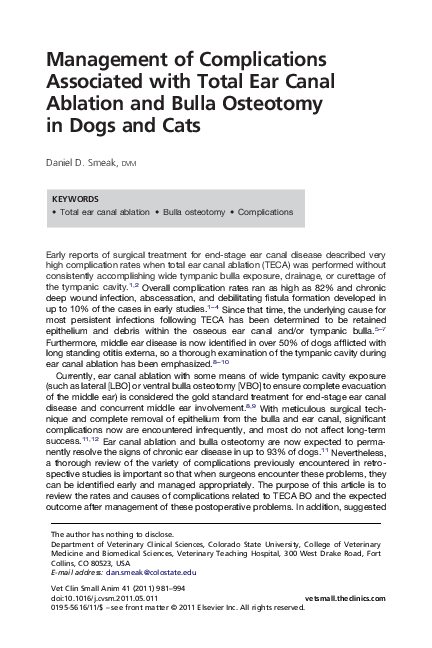 (PDF) Management of Complications Associated with Total Ear Canal ...