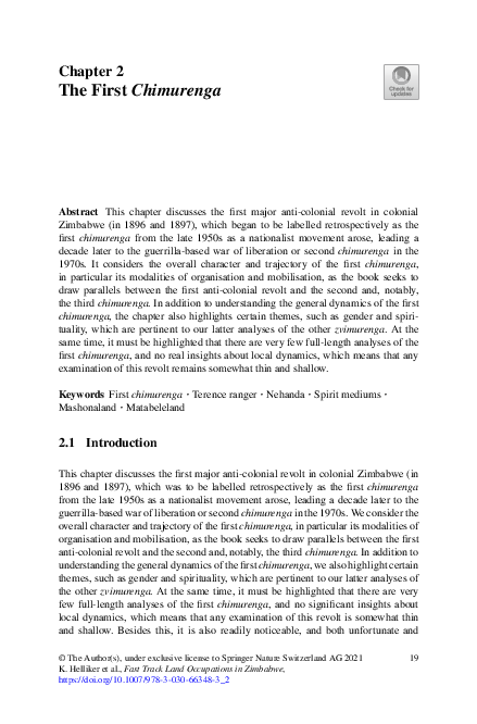 (PDF) The First Chimurenga