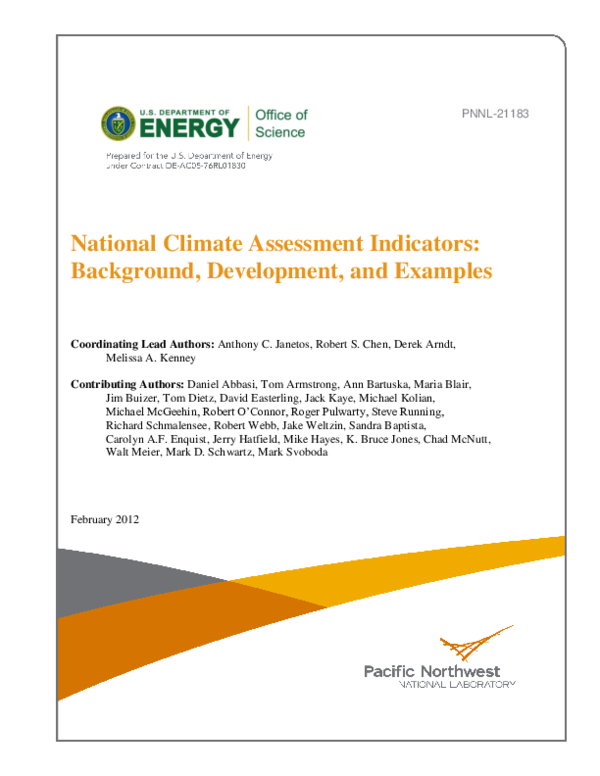 (PDF) National Climate Assessment Indicators: Background, Development ...