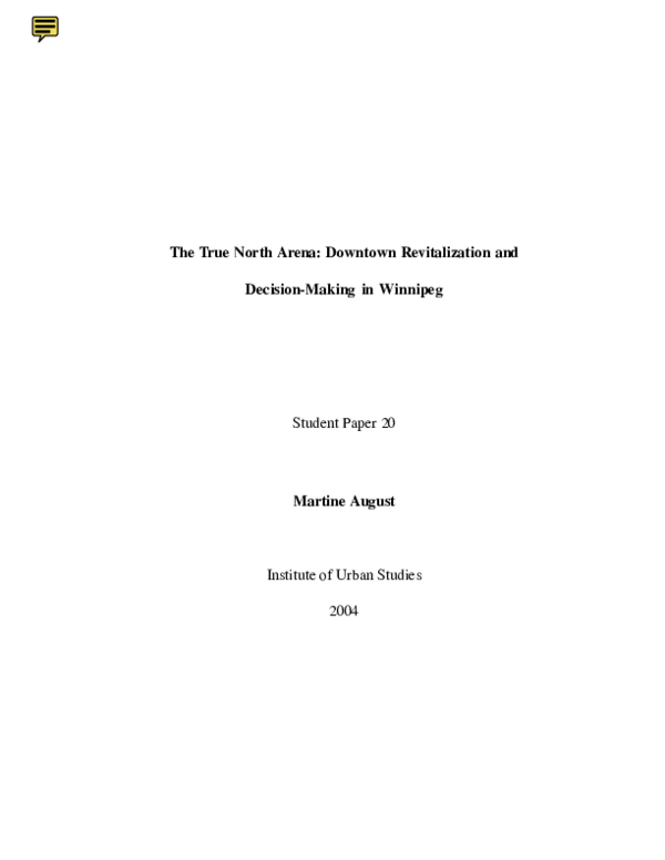 (PDF) The True North Arena: Downtown Revitalization and Decision-Making ...
