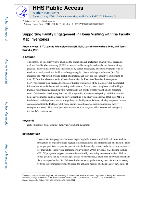 (PDF) Supporting Family Engagement in Home Visiting With the Family Map ...
