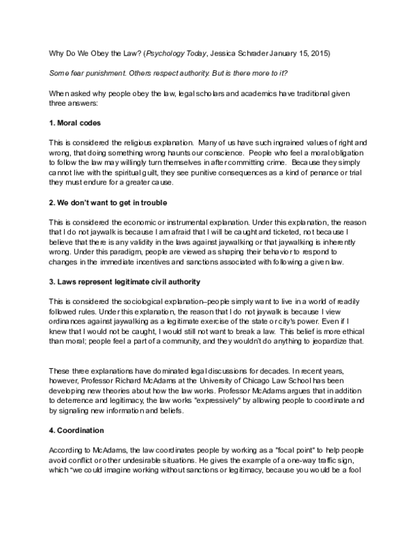 (PDF) Why Do We Obey the Law