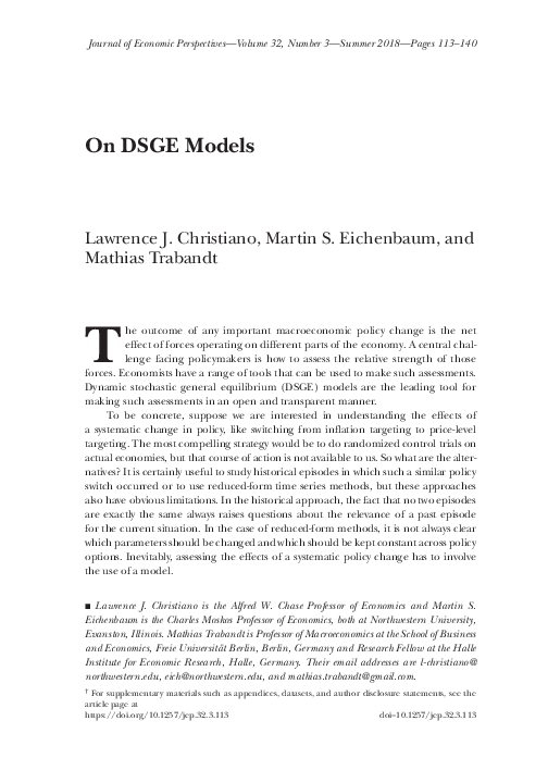 (PDF) On DSGE Models