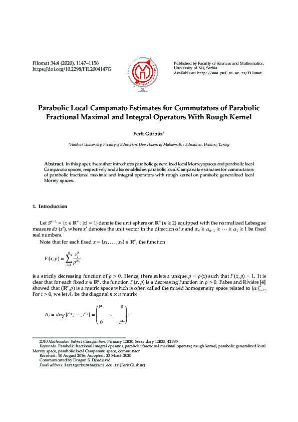 Pdf Parabolic Local Campanato Estimates For Commutators Of Parabolic Fractional Maximal And