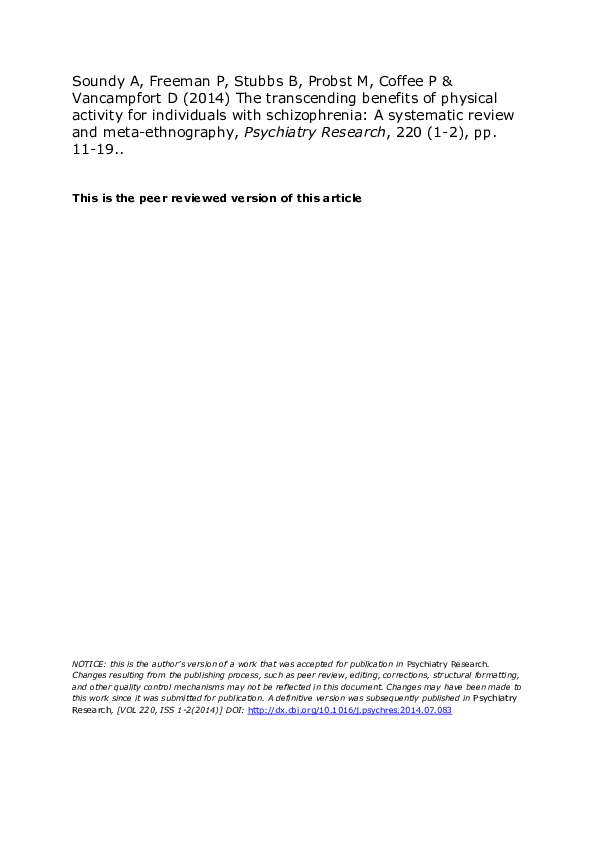 (PDF) The transcending benefits of physical activity for individuals ...