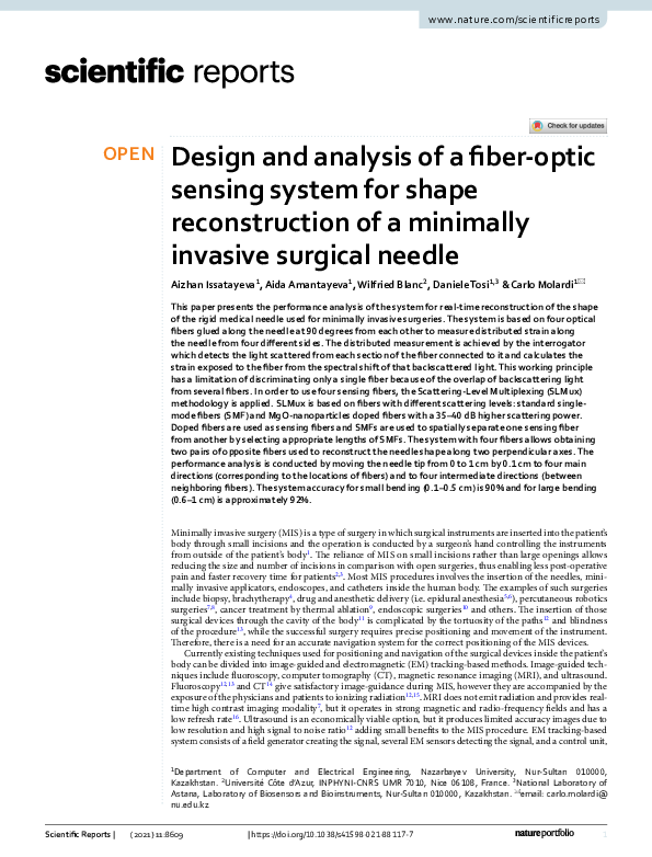 (PDF) Design and analysis of a fiber-optic sensing system for shape reconstruction of a ...