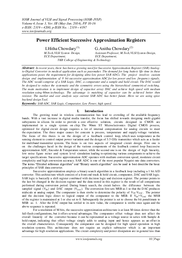 (PDF) Power Efficient Successive Approximation Registers