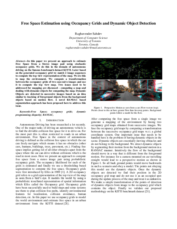 Pdf Free Space Estimation Using Occupancy Grids And Dynamic Object Detection Raghavender