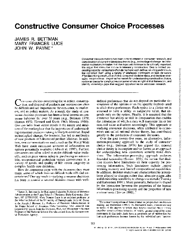 (PDF) Constructive Consumer Choice Processes