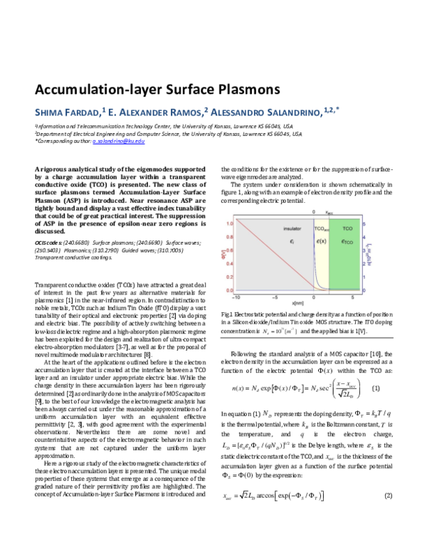 (PDF) Accumulation-layer surface plasmons