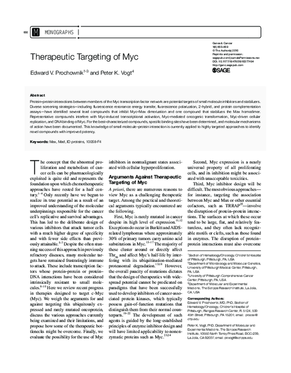 (PDF) Therapeutic targeting of Myc