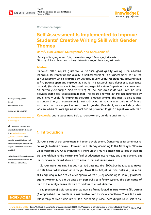(PDF) Self Assessment Is Implemented to Improve Students' Creative ...