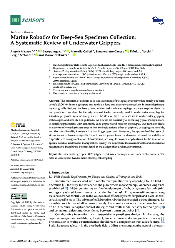 (PDF) Marine Robotics for Deep-Sea Specimen Collection: A Systematic ...