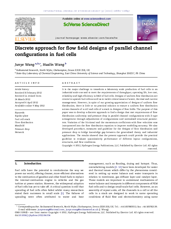 (PDF) Discrete approach for flow field designs of parallel channel ...